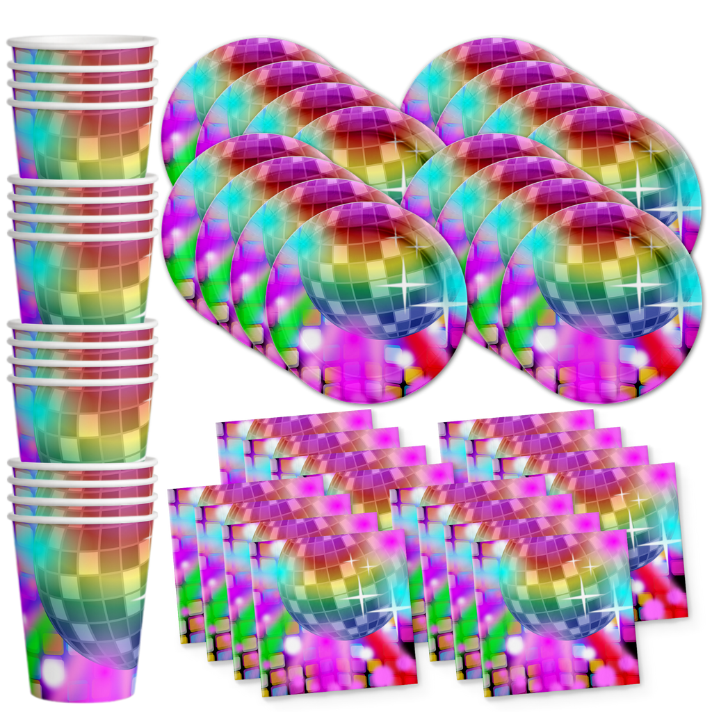 Disco Ball Birthday Party Tableware Kit For 16 Guests