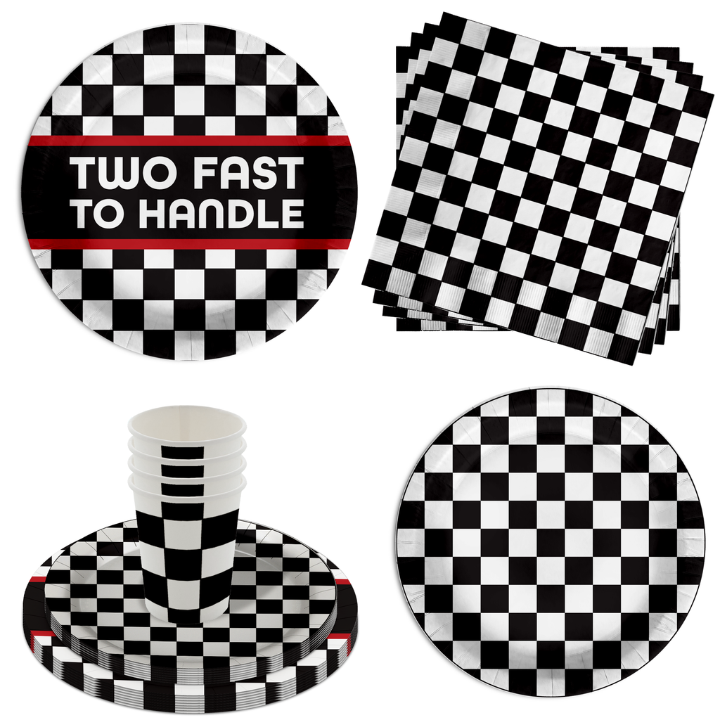 Two Fast Too Handle Checkered Flag 2nd Birthday Party Kit