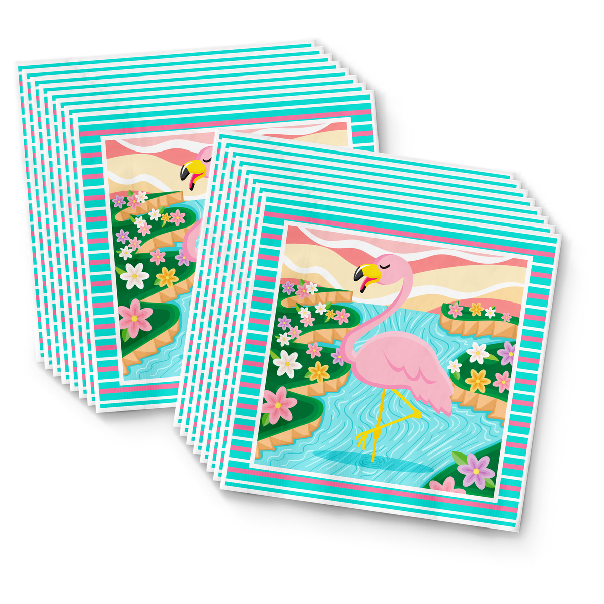 Pink Flamingo Birthday Party Tableware Kit For 16 Guests