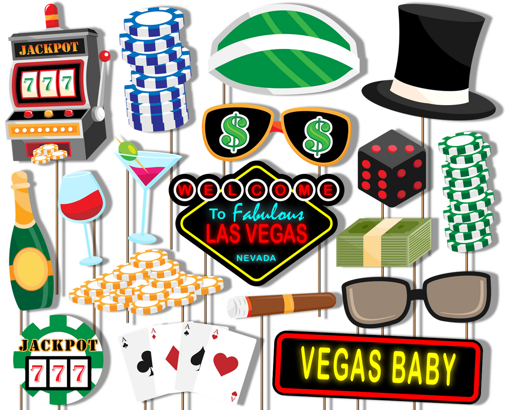Las Vegas Casino Photo Booth Props 20pcs Assembled
