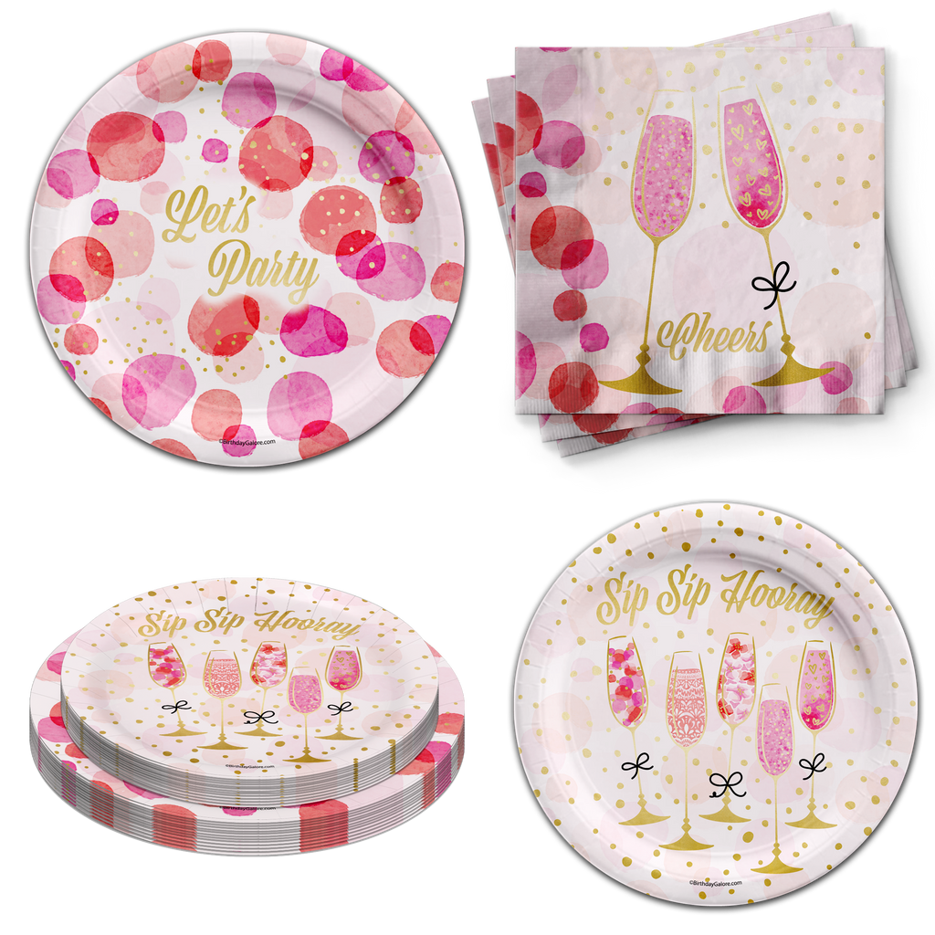 Bachelorette Party Sip Sip Hooray Tableware Kit For 24 Guest