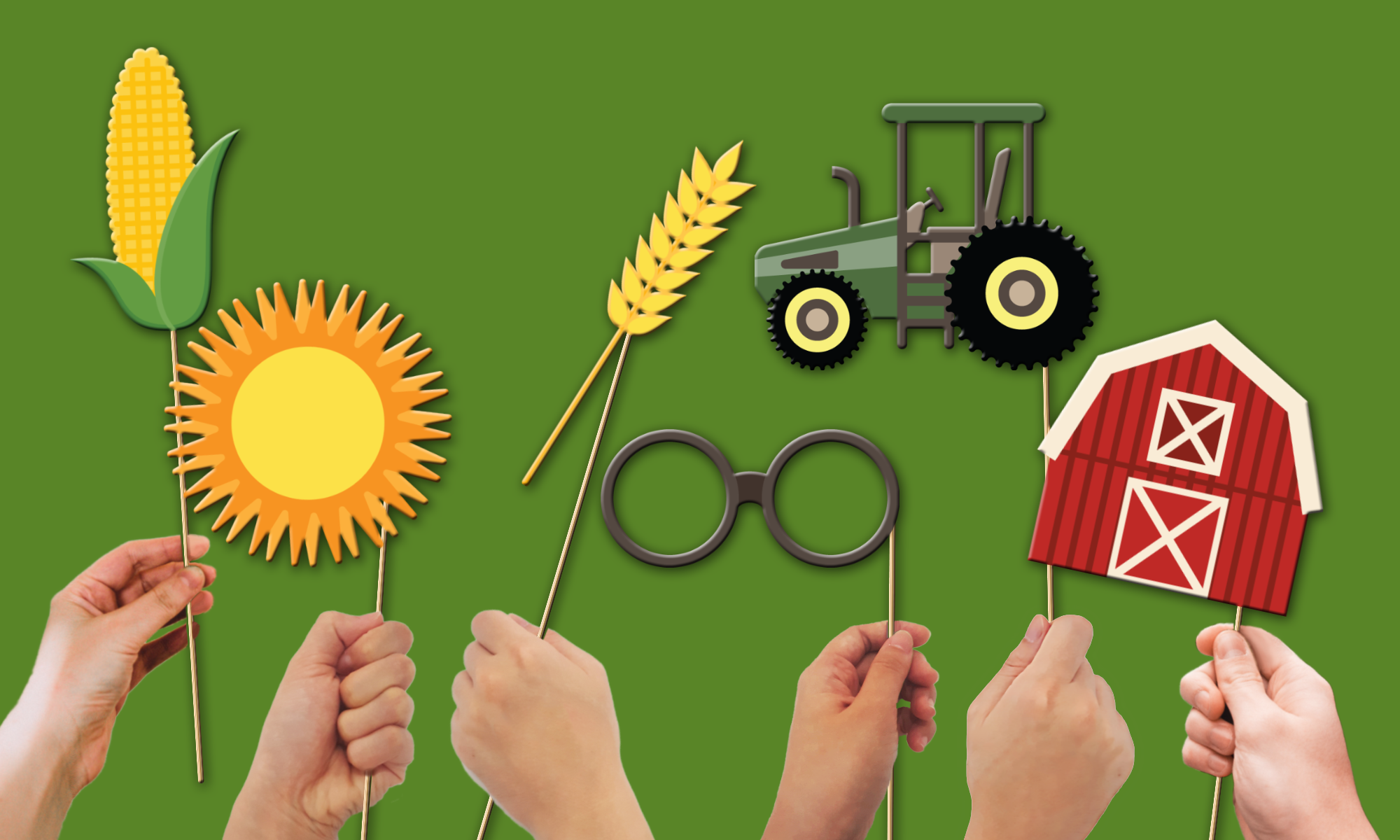 Tractor Time Photo Booth Props 20pcs Assembled – BirthdayGalore.com