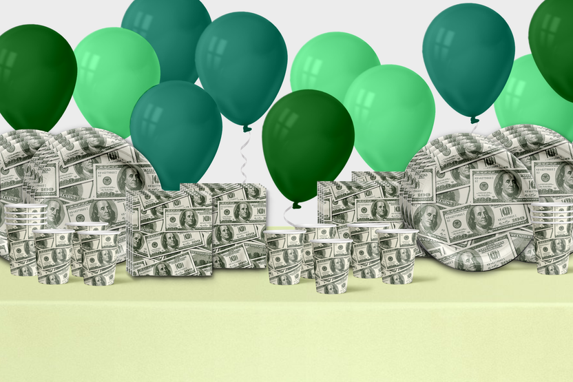 Money Birthday Party Tableware Kit For 16 Guests