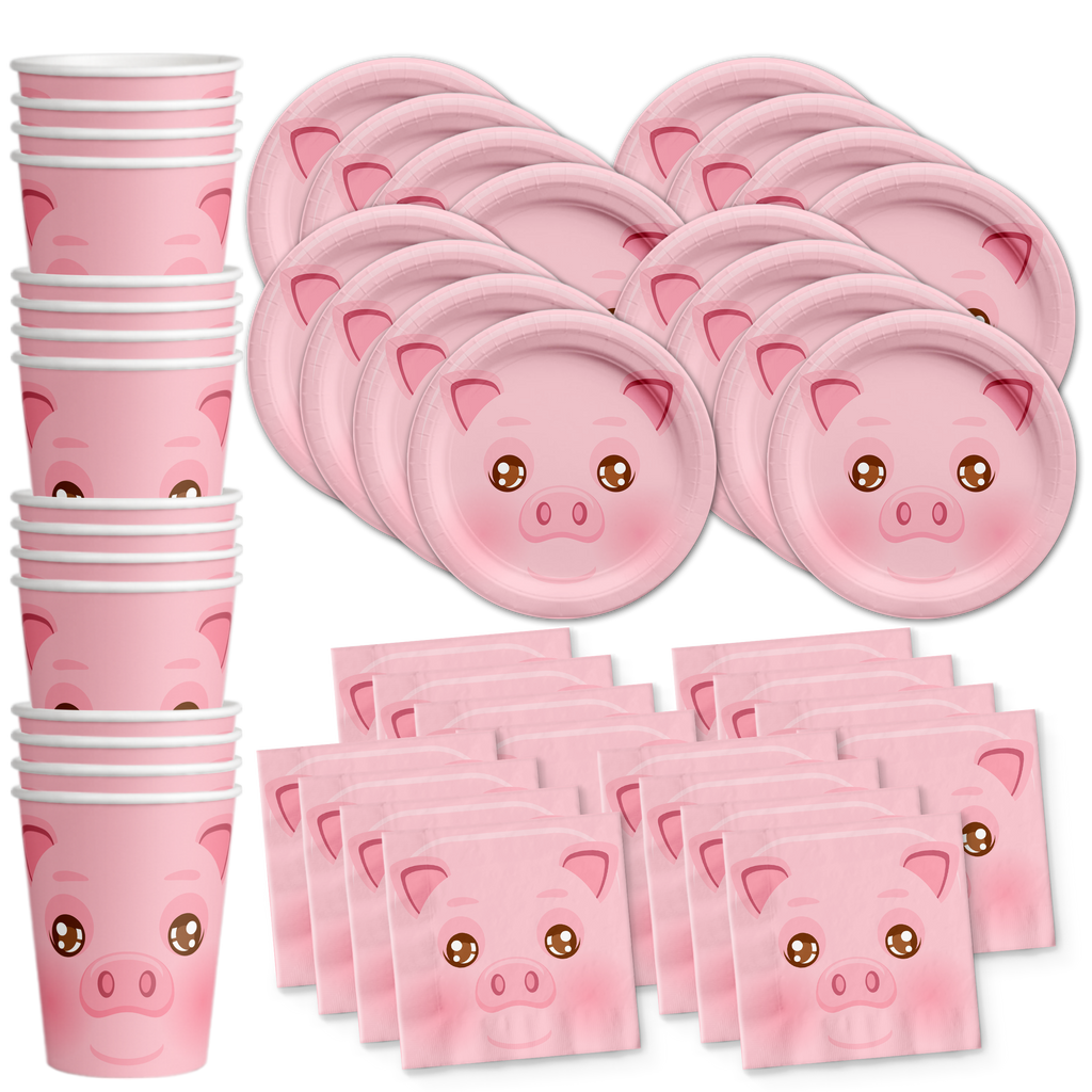 Pig Birthday Party Tableware Kit For 16 Guests